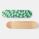 Retro Green And Blue Warped Checkered Checkerboard Skateboard | Zazzle