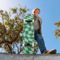 Retro Green And Blue Warped Checkered Checkerboard Skateboard | Zazzle