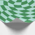 Retro Green And Blue Warped Checkered Checkerboard Wrapping Paper | Zazzle