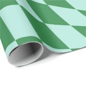 Retro Green And Blue Warped Checkered Checkerboard Wrapping Paper | Zazzle