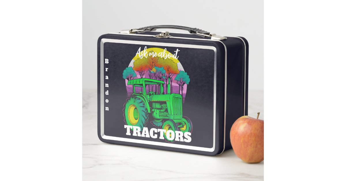Retro Green Farm Tractor Metal Lunch Box | Zazzle