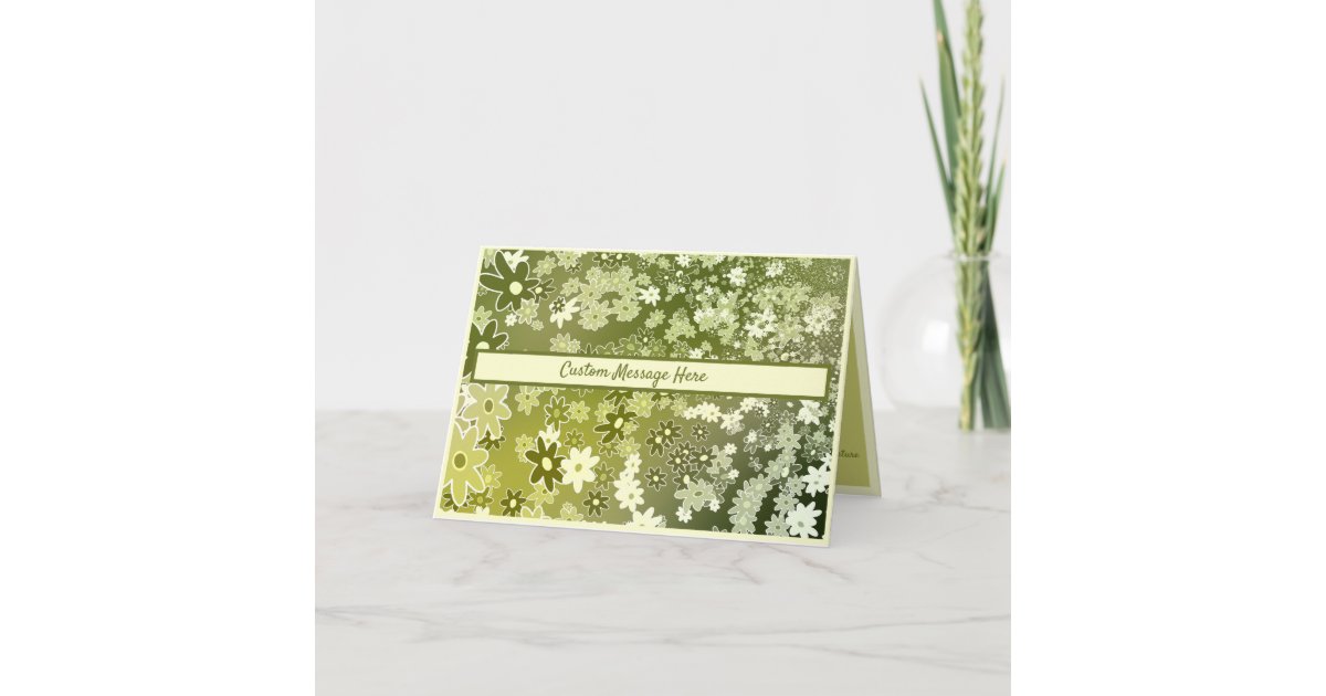 Retro Green Flowers Foliage Card | Zazzle
