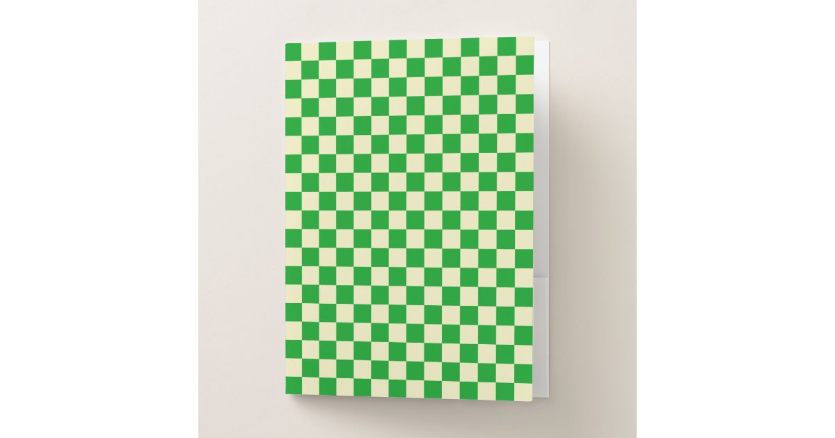 Retro Green Off White Checks Checkerboard Pattern Pocket Folder | Zazzle