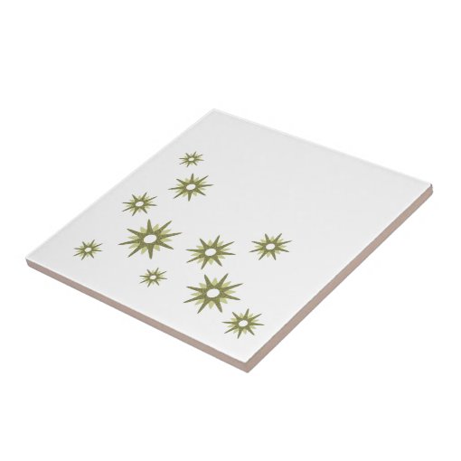 Retro Green Starburst Design Ceramic Tile | Zazzle
