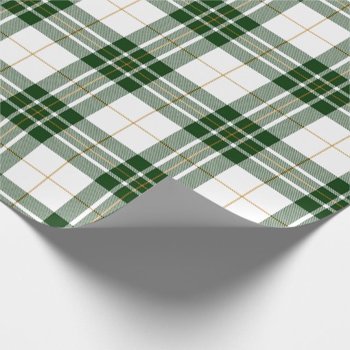 Retro Green White Christmas New Year Tartan Plaid Wrapping Paper | Zazzle