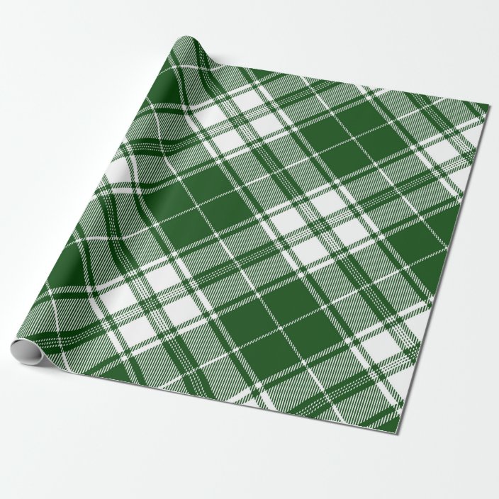 Retro Green White Christmas New Year Tartan Plaid Wrapping Paper ...