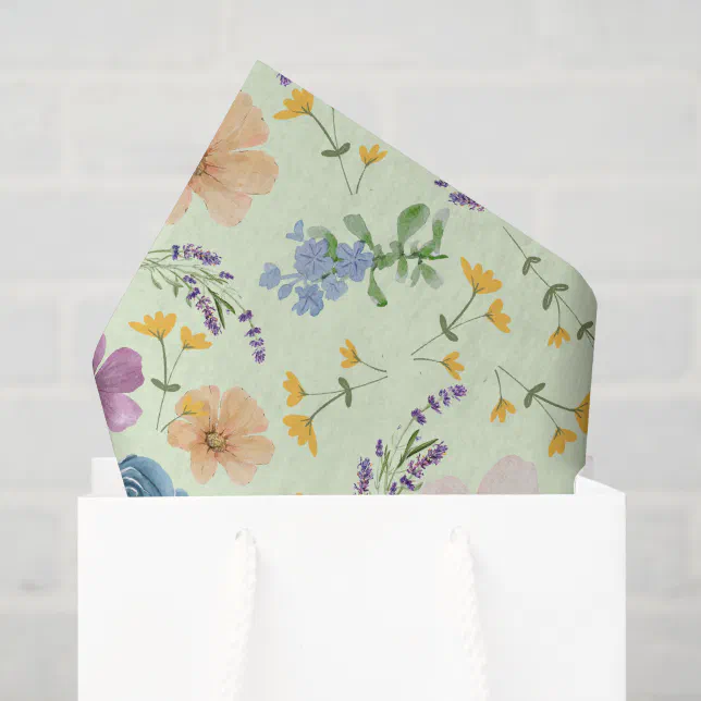 Retro greenery botanical cute decoupage trendy tissue paper | Zazzle