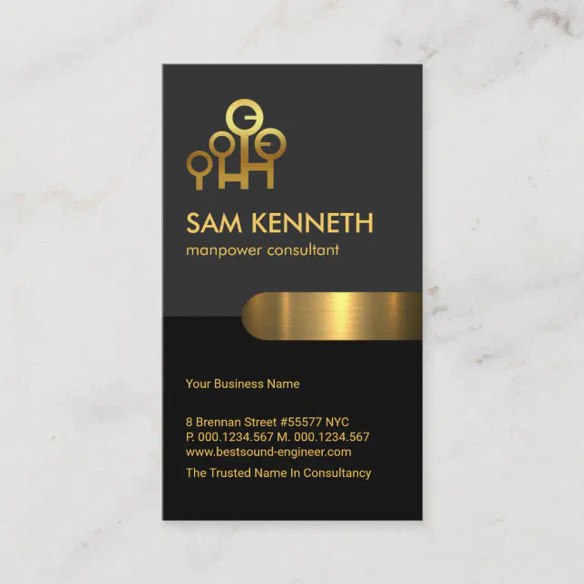 Retro Grey Black Column Manpower Consultant Business Card | Zazzle
