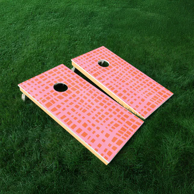 Retro Grid Abstract Pattern Cornhole Set | Zazzle