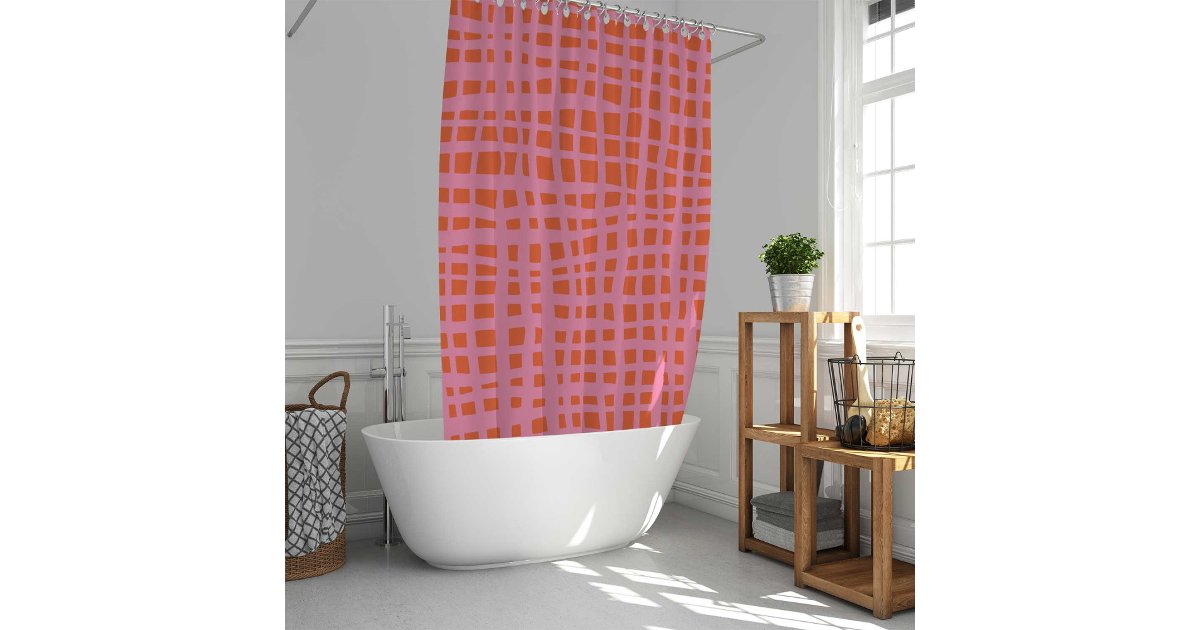 Retro Grid Abstract Pattern Shower Curtain | Zazzle
