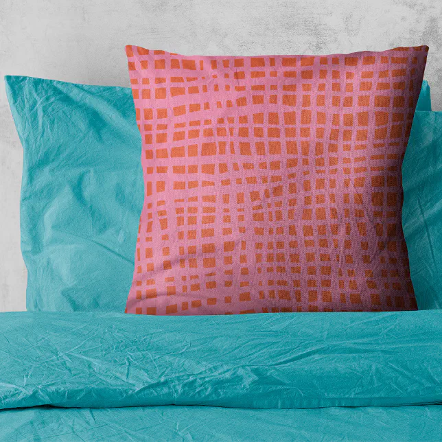 Retro Grid Abstract Pattern Throw Pillow | Zazzle