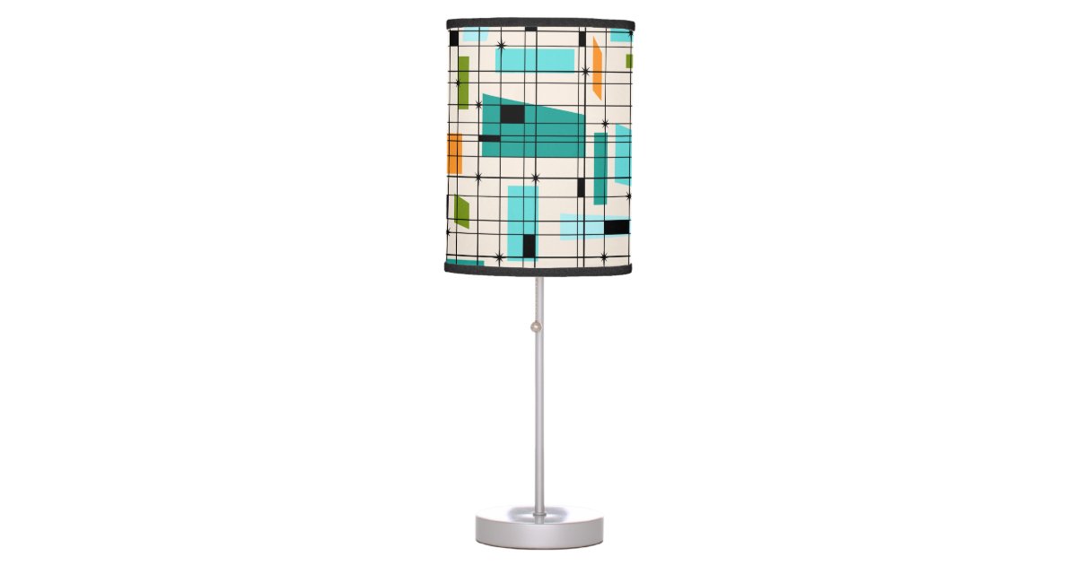 Retro Grid & Starbursts Table Lamp | Zazzle