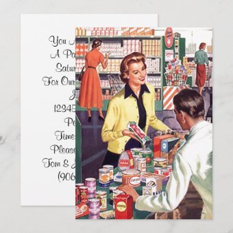Retro Grocery Check-out Pantry Party Stock Kitchen Invitation | Zazzle