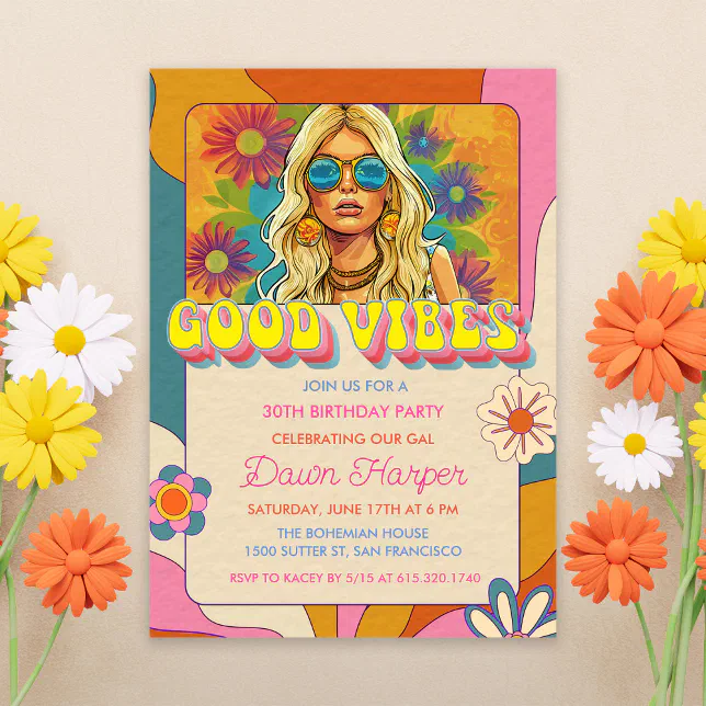 Retro Groovy 1960s Hippie Themed Invitation | Zazzle
