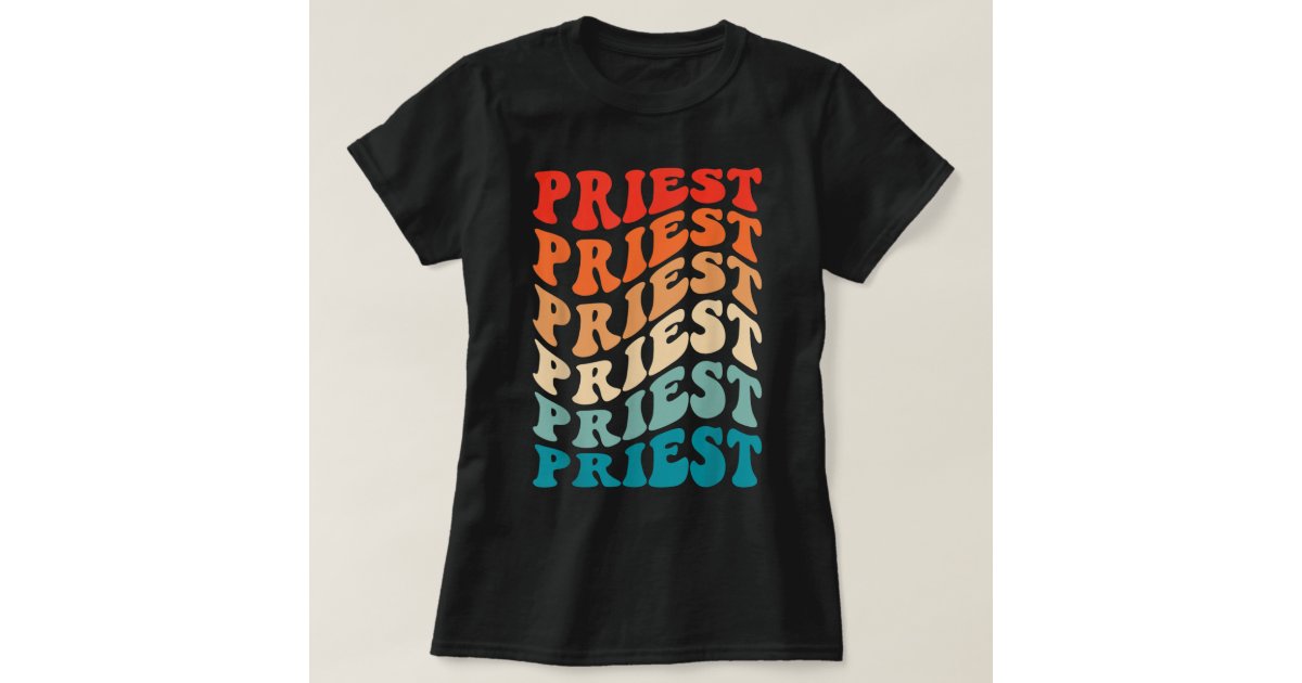 Retro Groovy 70s Catholic Priest Vintage Funny Boh T-Shirt | Zazzle