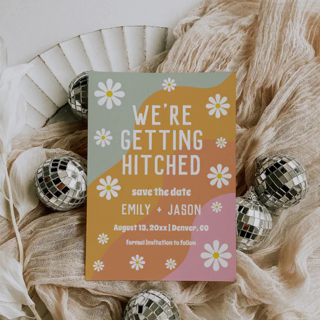 retro groovy 70's save the date invitation | Zazzle