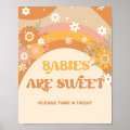 Retro groovy babies are sweet baby shower poster | Zazzle