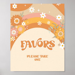 Retro groovy baby hippy Favors Poster | Zazzle