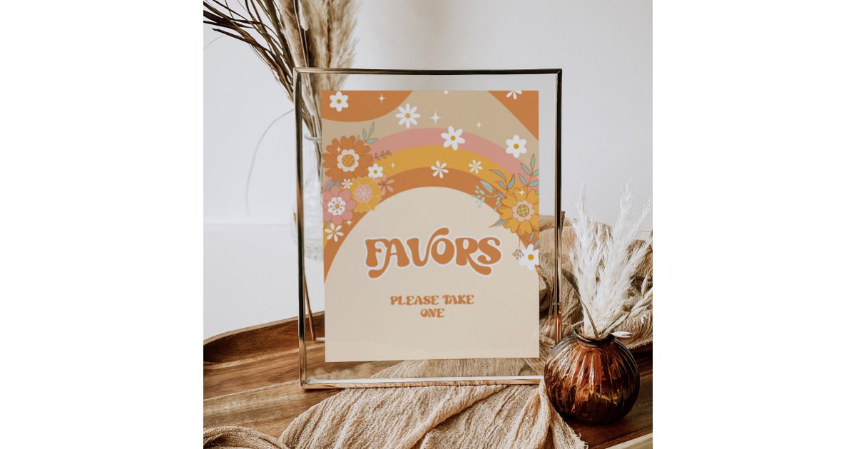 Retro groovy baby hippy Favors Poster | Zazzle