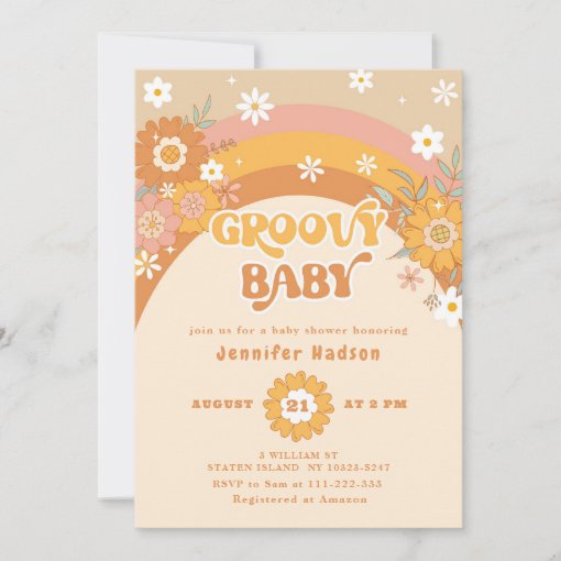 Retro groovy baby shower invitation | Zazzle