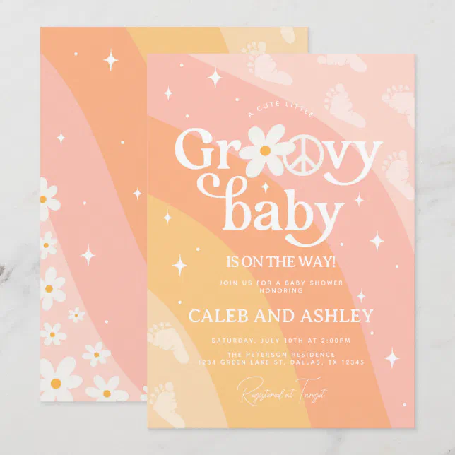 Retro Groovy Baby Shower Invitation | Zazzle