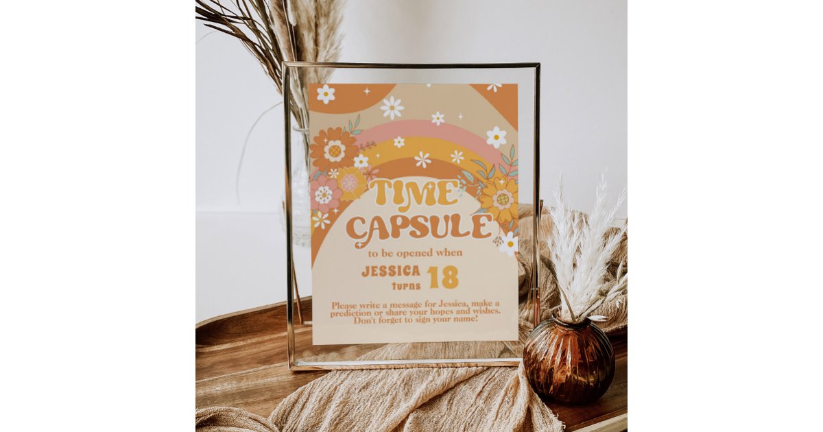 Retro Groovy baby time capsule birthday Poster | Zazzle