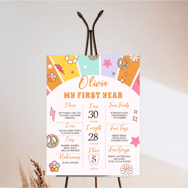 Retro Groovy Birthday Milestone Sign | Zazzle