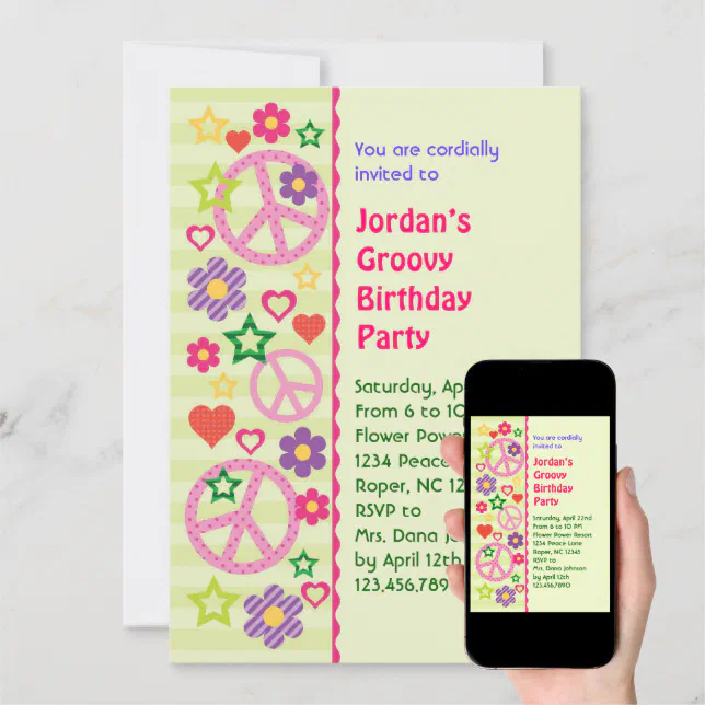 Retro Groovy Birthday Party Invitation | Zazzle
