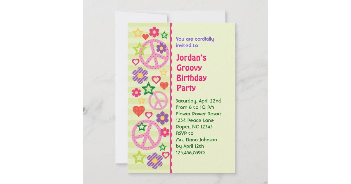 Retro Groovy Birthday Party Invitation | Zazzle