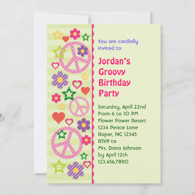 Retro Groovy Birthday Party Invitation | Zazzle