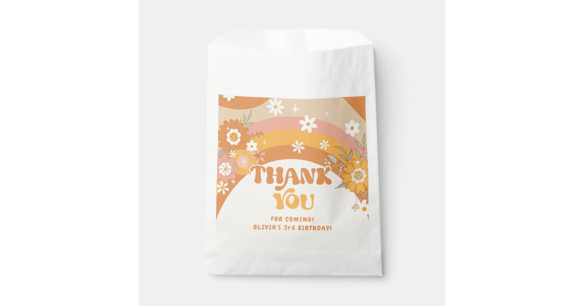 Retro groovy birthday thank you favor bag | Zazzle