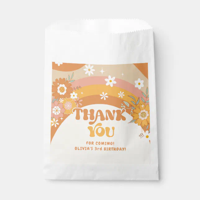 Retro groovy birthday thank you favor bag | Zazzle