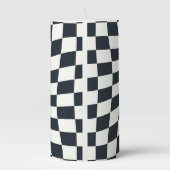 Retro Groovy Black White Check Checks Checkered Pillar Candle | Zazzle