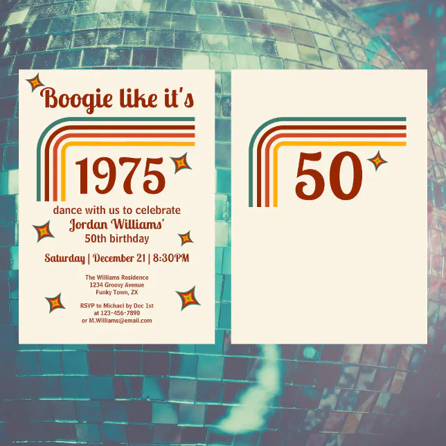 Retro Groovy Boogie Simple Dance 50th Birthday Invitation | Zazzle