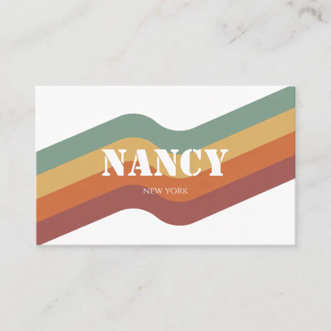 Retro Groovy Colorful Striped Business Card | Zazzle