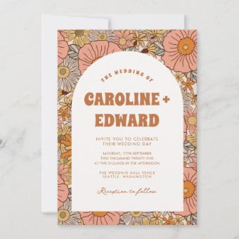 Retro Groovy Colorful Wavy Boho Wedding Qr Code Invitation | Zazzle