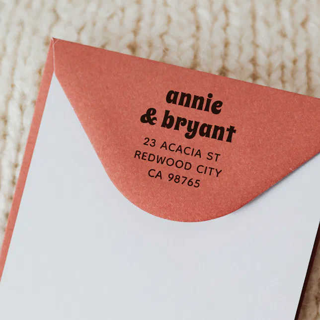 Retro Groovy Couple Names Bold Boho Return Address Self-inking Stamp ...