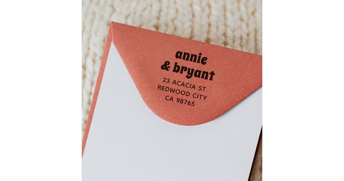 Retro Groovy Couple Names Bold Boho Return Address Self-inking Stamp ...