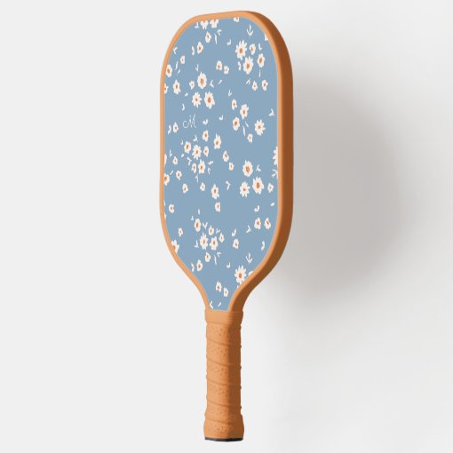 Retro Groovy Daisy Pattern Dusty Blue Floral 70s Pickleball Paddle | Zazzle