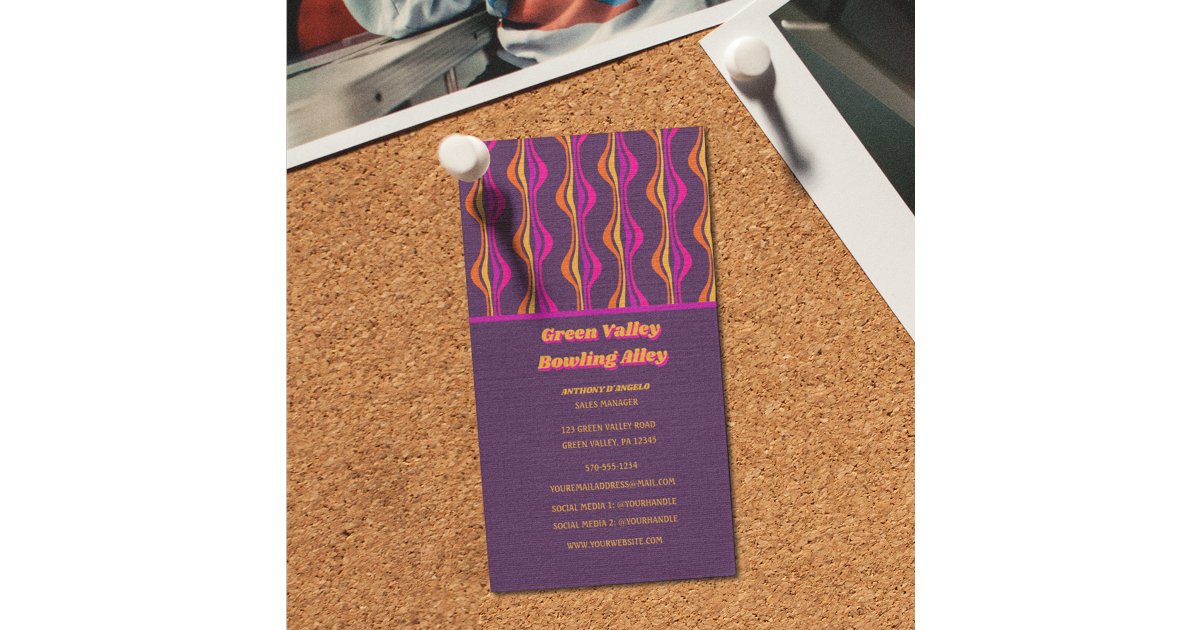 Retro Groovy Disco Purple Print Business Card | Zazzle