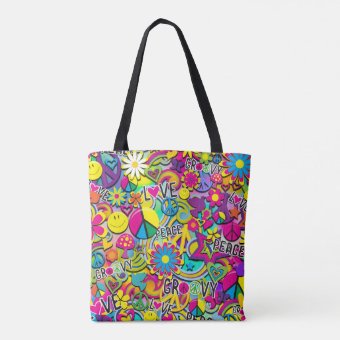 Retro Groovy FUN 60's Sixties Funky Tote Bag | Zazzle