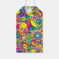 Retro Groovy FUN 60's Sixties Love Birthday Party Gift Tags | Zazzle