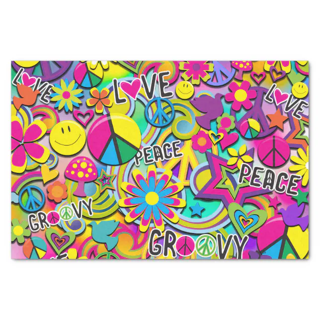 Retro Groovy FUN 60's Sixties Love Birthday Party Tissue Paper | Zazzle