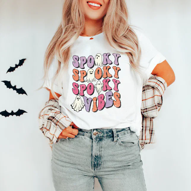 Retro Groovy Halloween Spooky Vibes T-Shirt | Zazzle