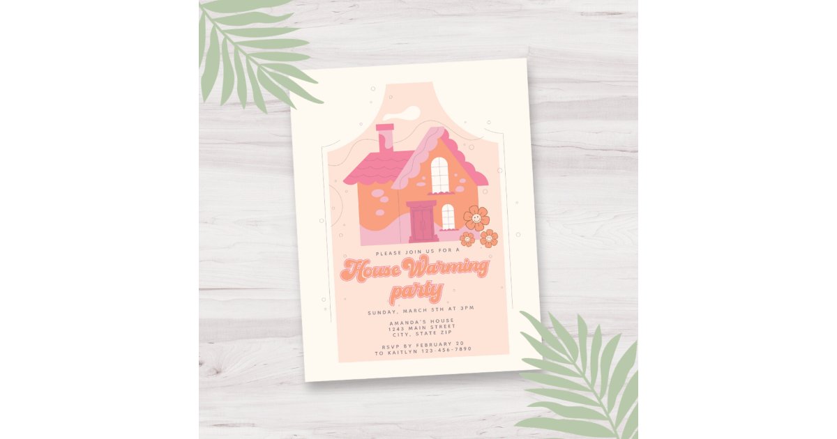Retro Groovy House Warming Party Invitation | Zazzle
