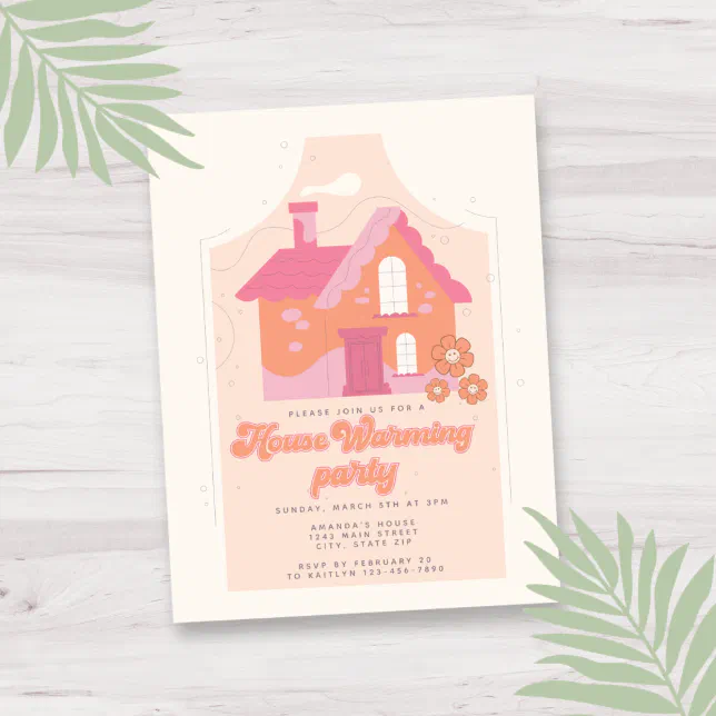 Retro Groovy House Warming Party Invitation | Zazzle