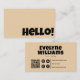 Retro Groovy Neutral Cream Gold QR Code Hello Boho Business Card | Zazzle