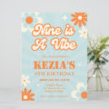 Retro Groovy Nine is a Vibe Birthday Invitation | Zazzle