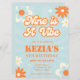 Retro Groovy Nine is a Vibe Birthday Invitation | Zazzle