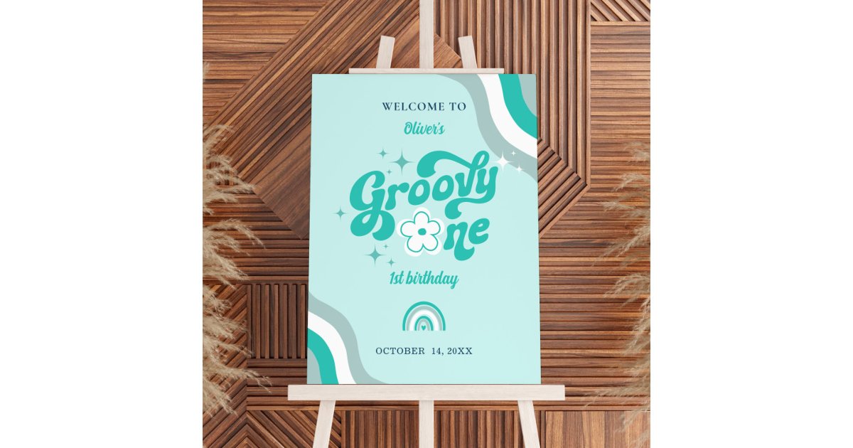 Retro Groovy One 1st Birthday Welcome Sign | Zazzle